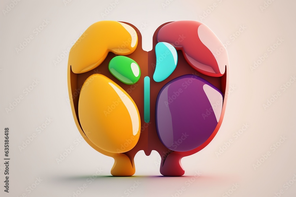 Liver. Cute cartoon healthy human anatomy internal organ character set ...