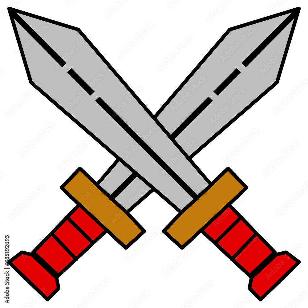 Two crossed swords Logo icon on transparent background Stock ...