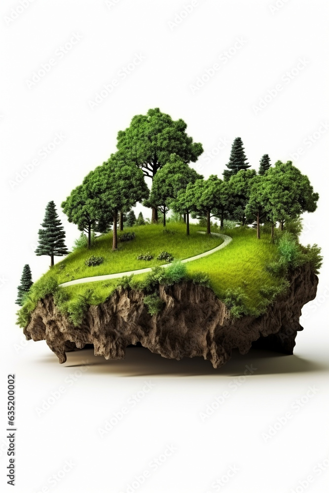 Land cut, Part of ground, island. Ecodesign of a piece of land with ...