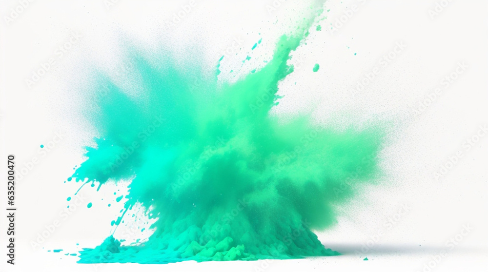 bright mint holi paint color powder festival explosion burst isolated ...