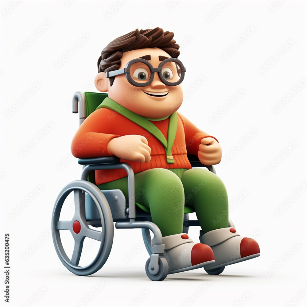 Cartoon character in wheelchair isolated on white background Stock ...
