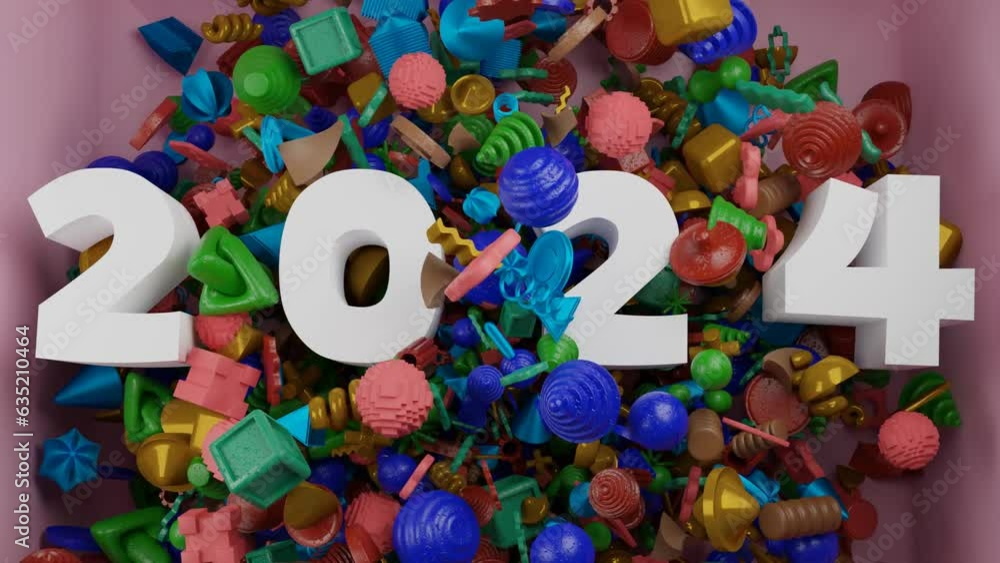 2024 Text with different colour object animation,2024 celebration Text ...