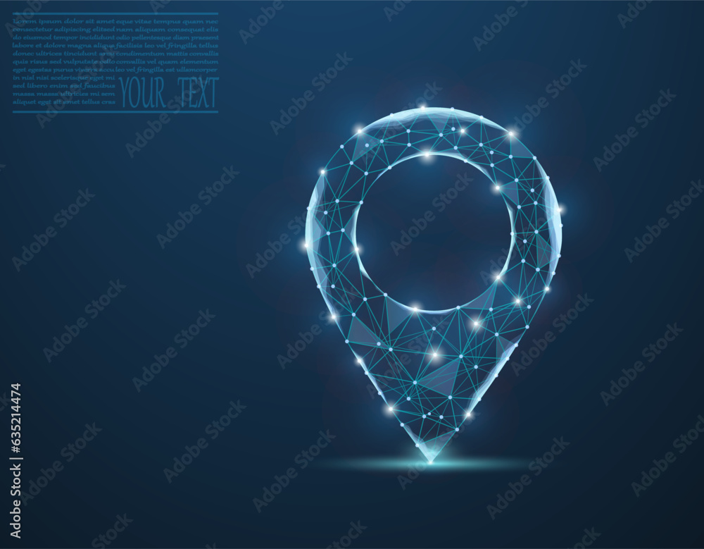 Vector illustration of a label for a map, made up of a technological ...