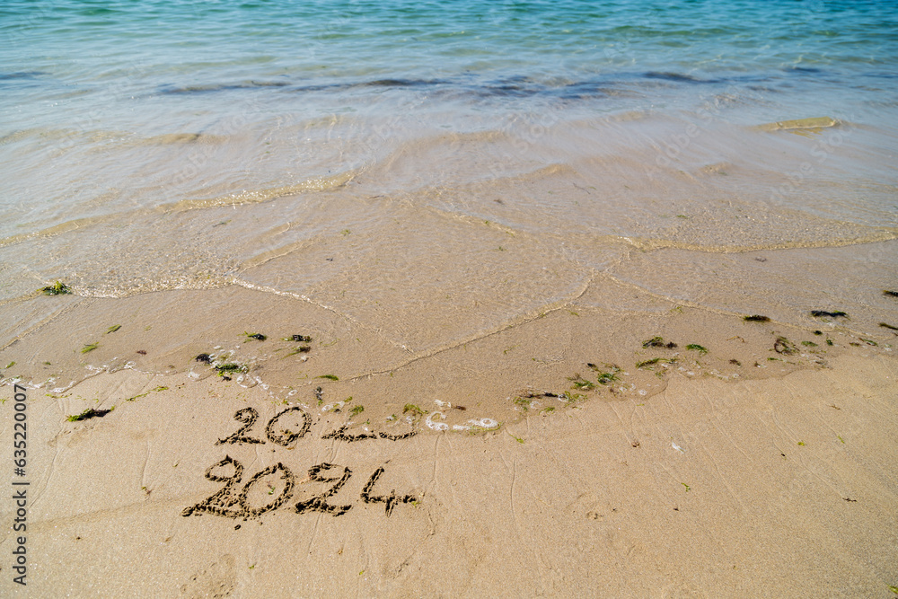 Bonne et heureuse année 2024, élégante carte de voeu montrant la fin de ...