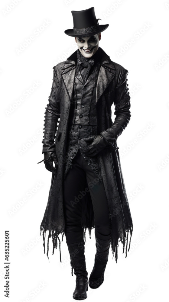 Happy gothic young men in Cryptic Creature Costume halloween with an ...