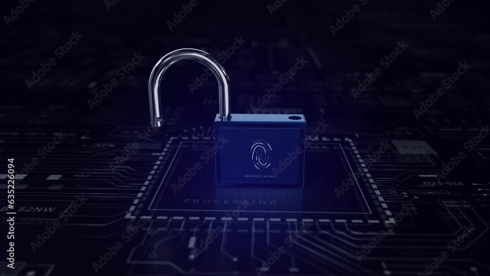 Blue Lock 3D .Fingerprint scanner circuit.Old Lock new technology. Technological UI HUD stealing ...