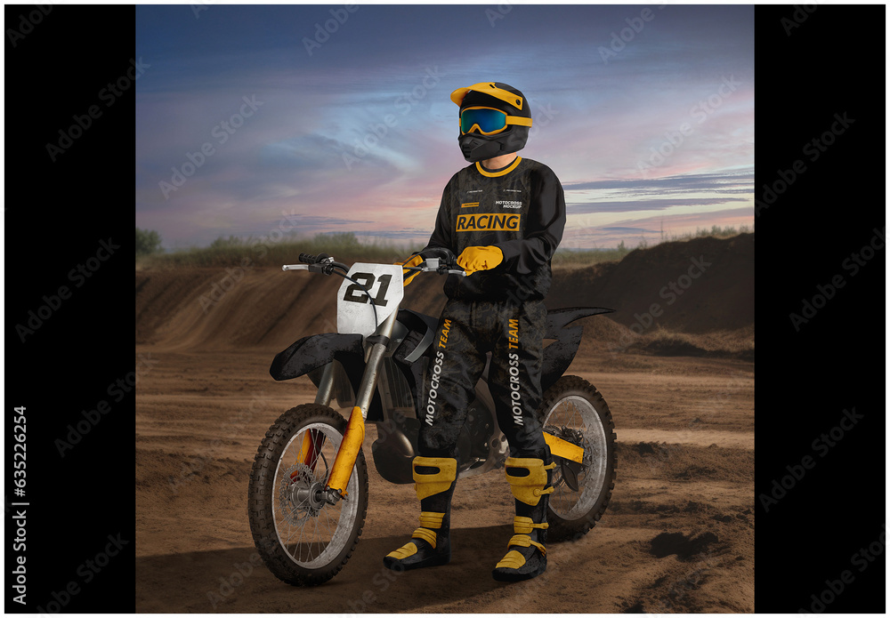 Motocross Racing Kit Mockup Stock Template | Adobe Stock