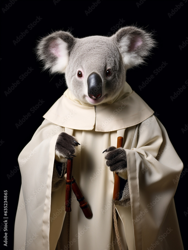 An Anthropomorphic Koala Dressed Up as a Nun Stock-Illustration | Adobe ...