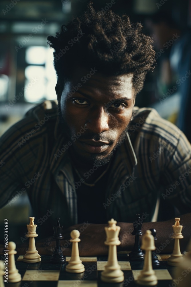 Boardroom of the Mind: Black Man Competing in a Chess Battle ...