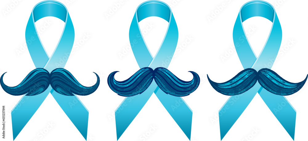 Prostate cancer awareness ribbon with moustaches. Men health symbol ...
