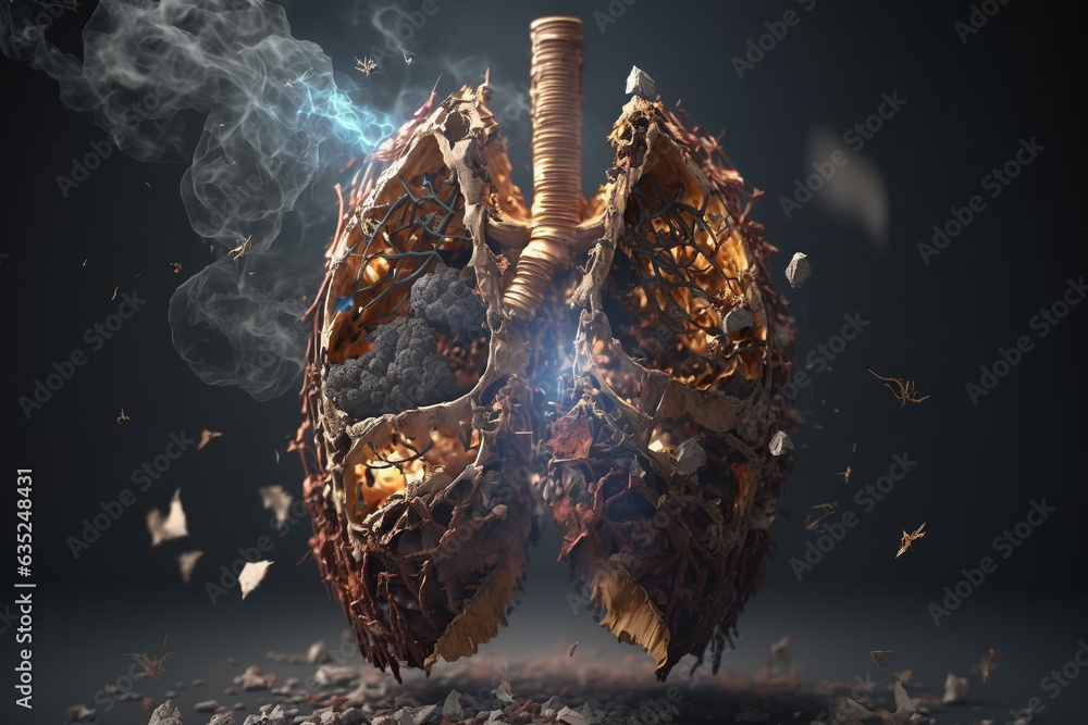 Human smoker lungs, stop smoking, no tobacco, harmful effects of ...