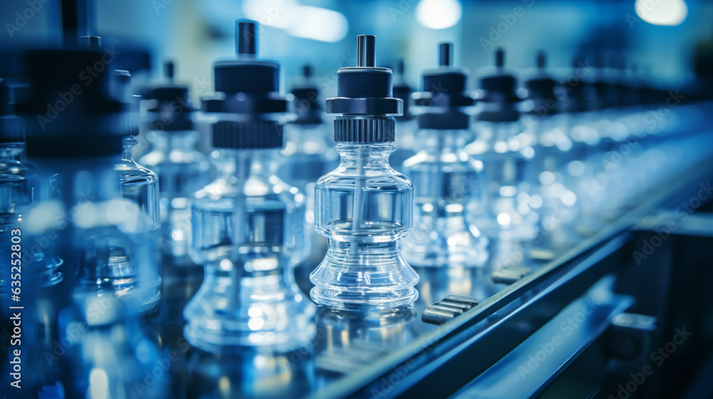 In a pharmaceutical factory, a production line is busy with the ...