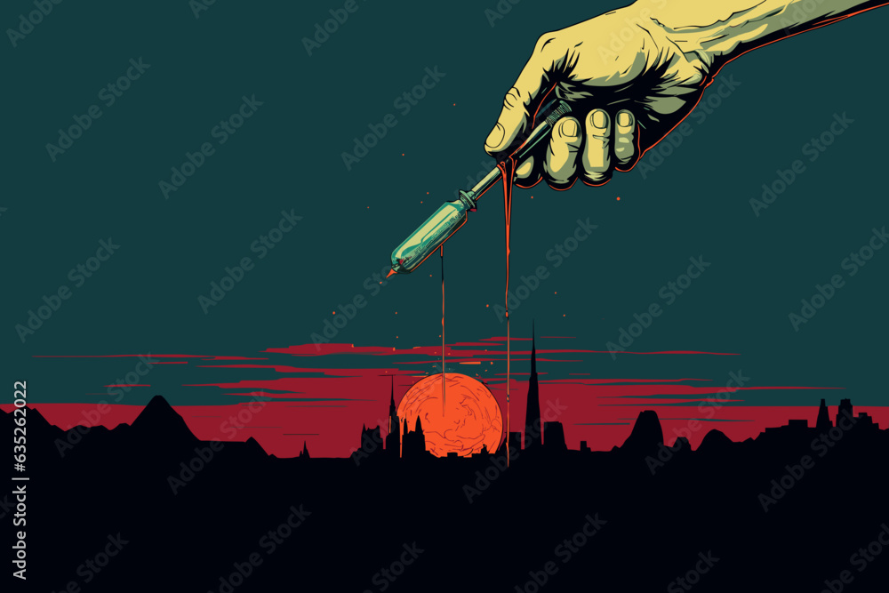 Hand-drawn cartoon Injection flat art Illustrations in minimalist ...