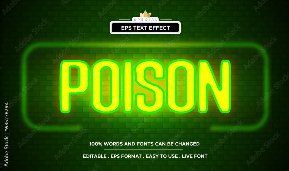 Poison Neon light text effect, editable retro and glowing text style ...