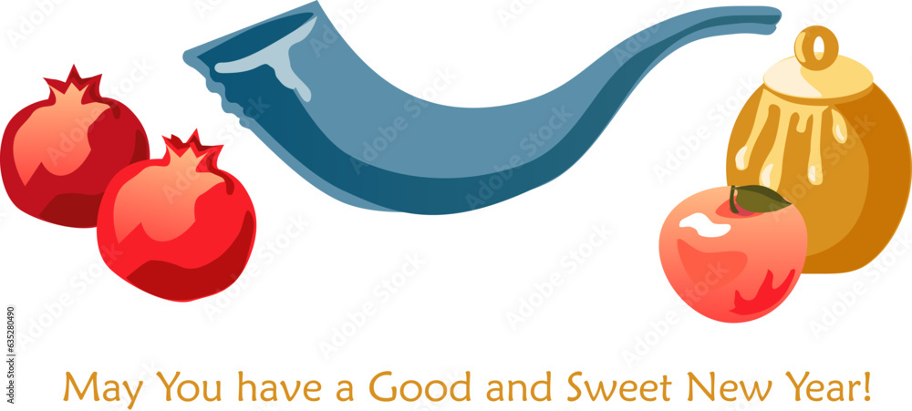 Rosh Hashanah greeting card - Jewish New Year. Text "Shana Tova!" on ...