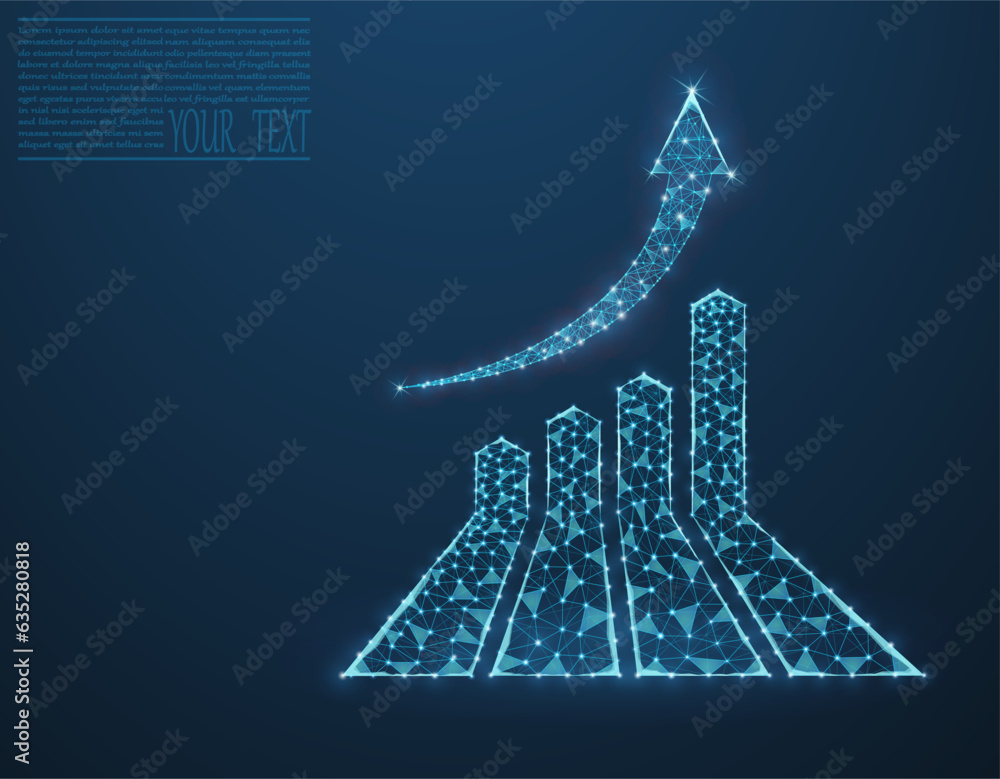 Growth chart vector image composed of grid and dots. Business ...