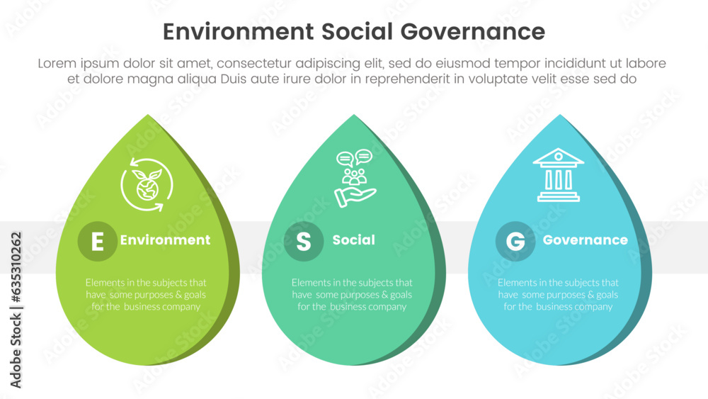 Poster esg environmental social and governance infographic 3 point ...