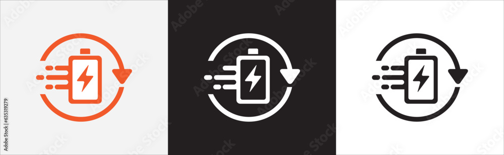 Battery icon set. Quick charge Battery charge level. battery Charging ...