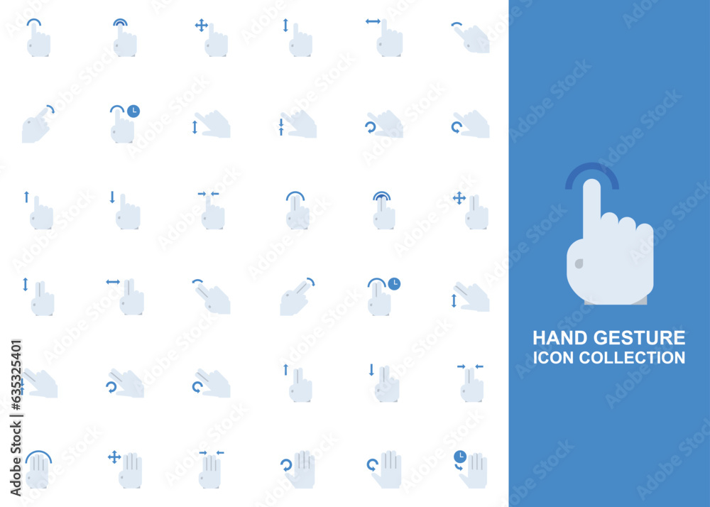 Hand Gesture icon vector set. Hand Gesture icon set. Hand Gesture flat ...