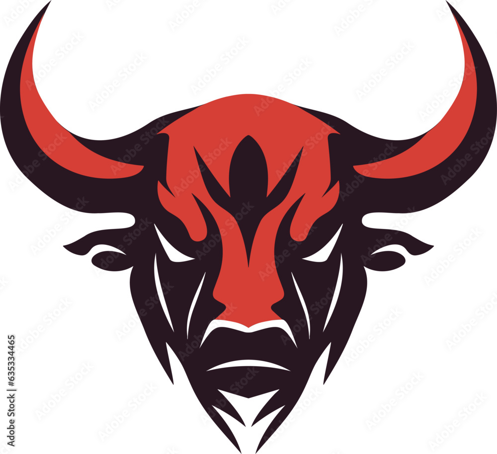 Angry red color buffalo tattoo design, red bull mascot logo, Red bull ...