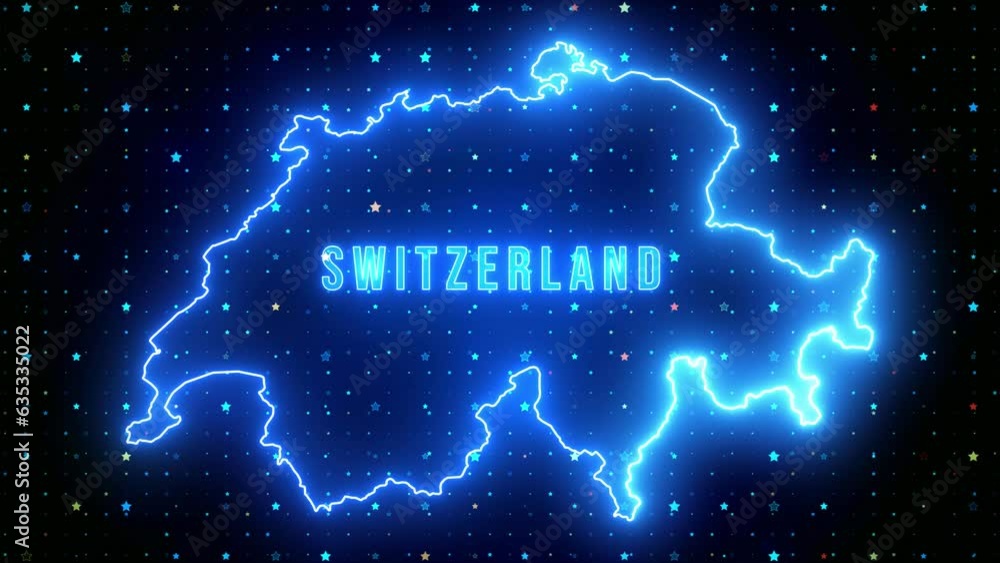 Vidéo Stock Futuristic Blue Shine Switzerland Outline Map And Label ...