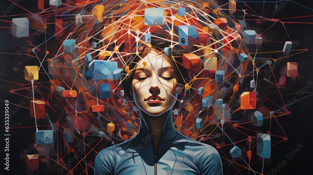 Connected Mindscape: Abstract art portraying interconnected minds ...