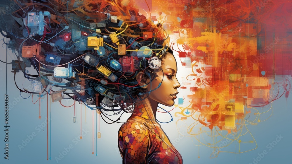 Connected Mindscape: Abstract art portraying interconnected minds ...