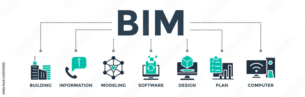 BIM banner web icon vector illustration concept for building ...