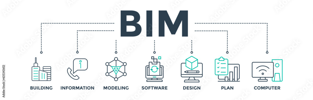 BIM banner web icon vector illustration concept for building ...