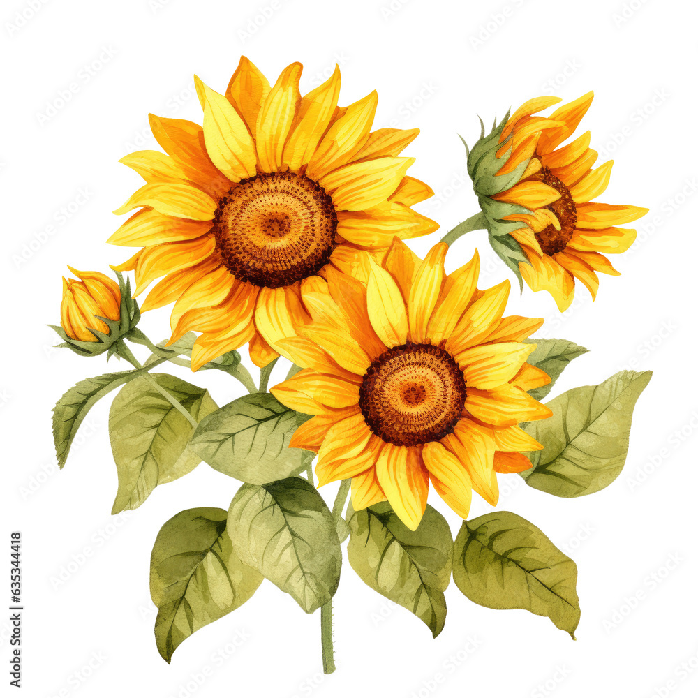 sunflower isolated on white background clipart watercolor clip art ...