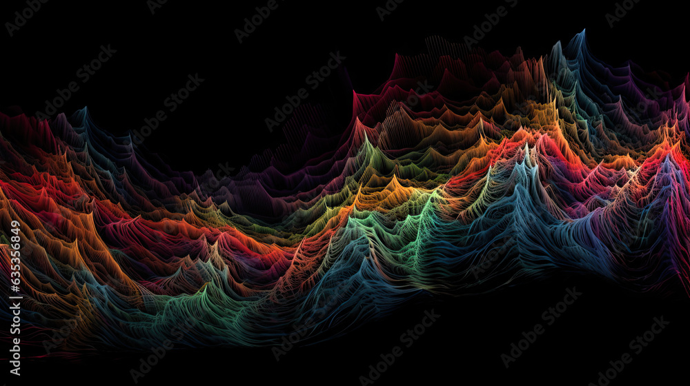 Rainbow graph waveform visualisation technology, math Stock Photo ...