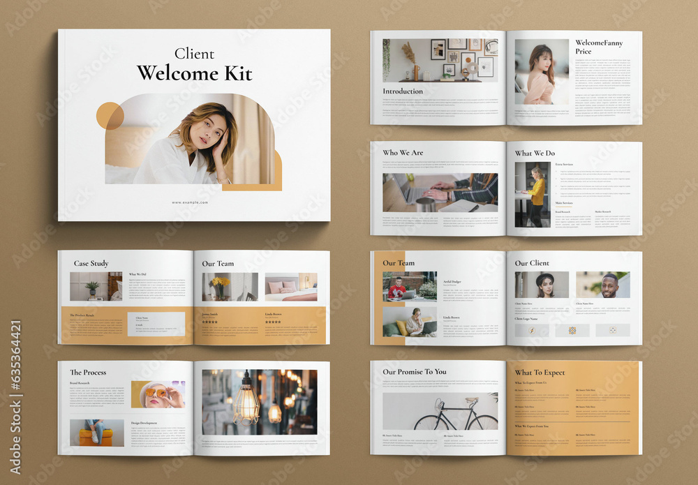 Modelo de Welcome Kit Template Magazine Layout Landscape do Stock ...