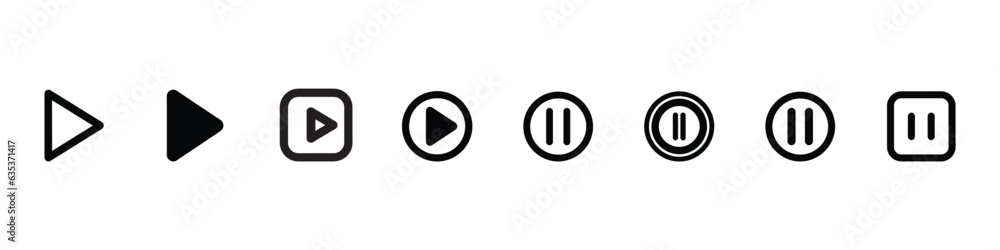 Play and Paus Icons set. Play and pause icon button, line simple icon ...