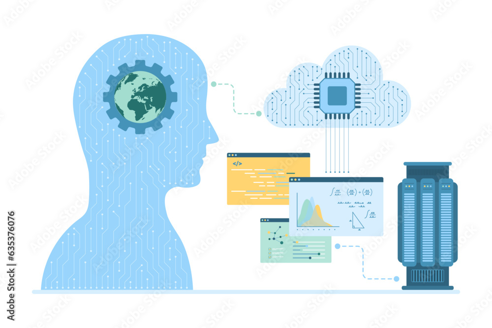 Machine learning vector illustration. Cartoon isolated infographic ...