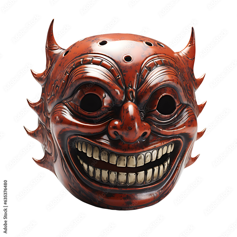 Halloween mask of ancient demon with horns and spikes. Halloween ...