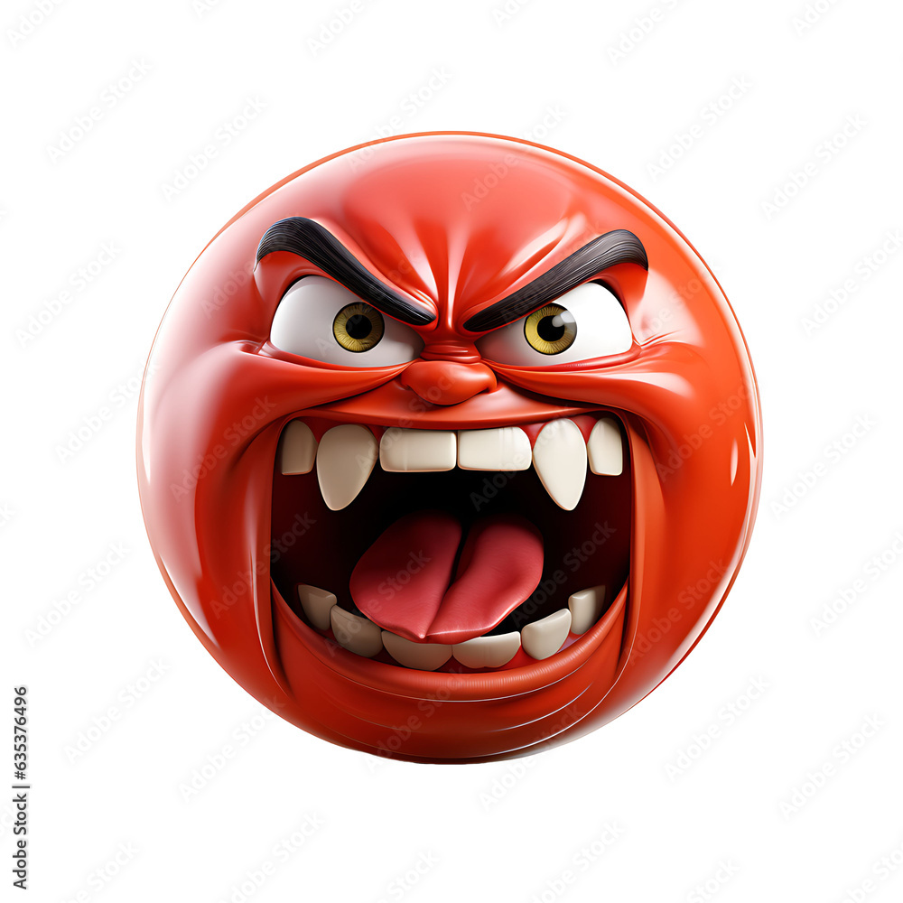Red angry raging emoji smile, emoticon. White or transparent background ...
