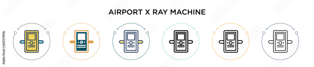Airport x ray machine icon in filled, thin line, outline and stroke style. Vector illustration ...