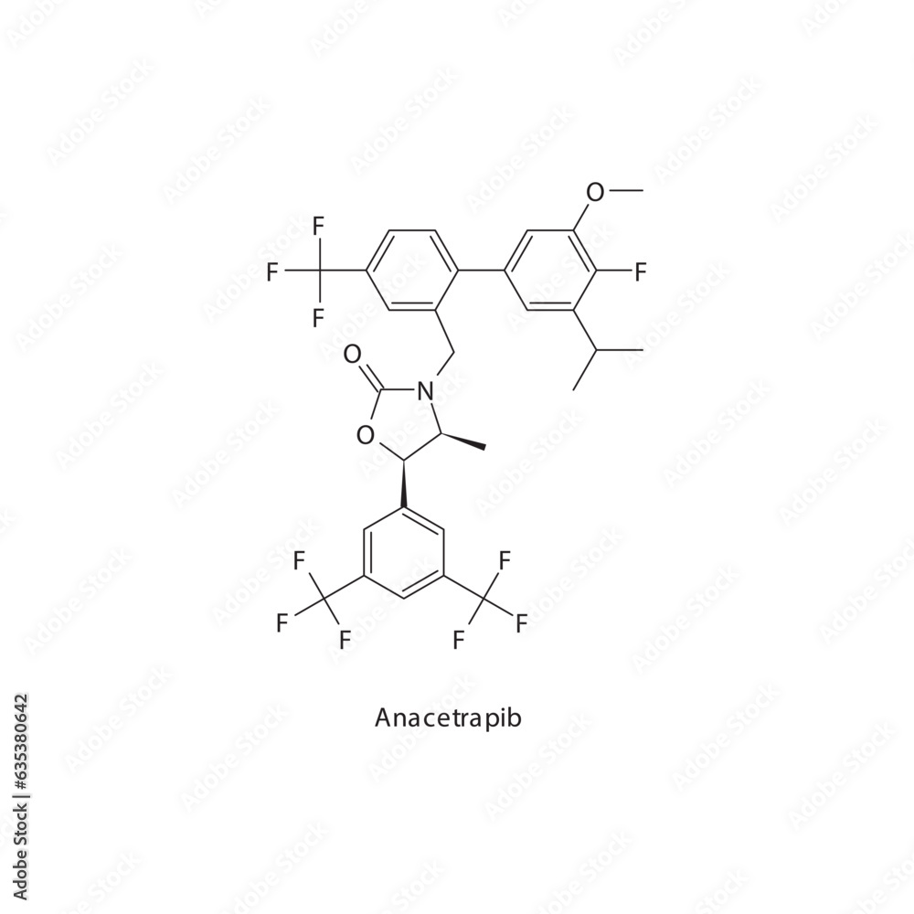 Anacetrapib flat skeletal molecular structure CETP inhibitor drug used ...
