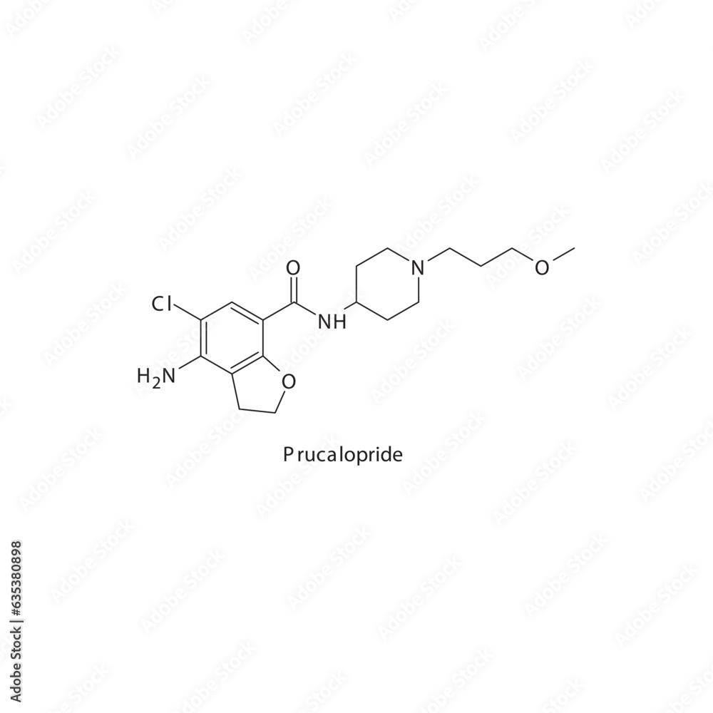 Prucalopride flat skeletal molecular structure Laxative drug used in ...