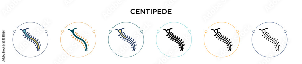 Centipede icon in filled, thin line, outline and stroke style. Vector ...