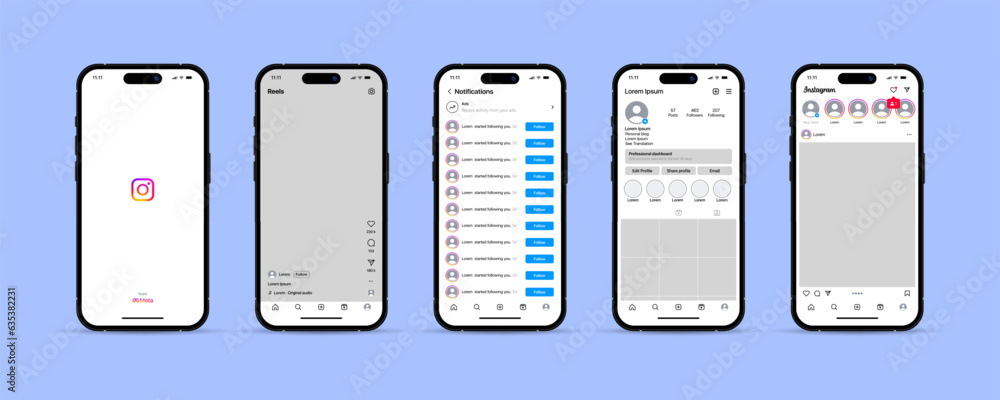 Instagram. Instagram mockup. Social network interface template app ...