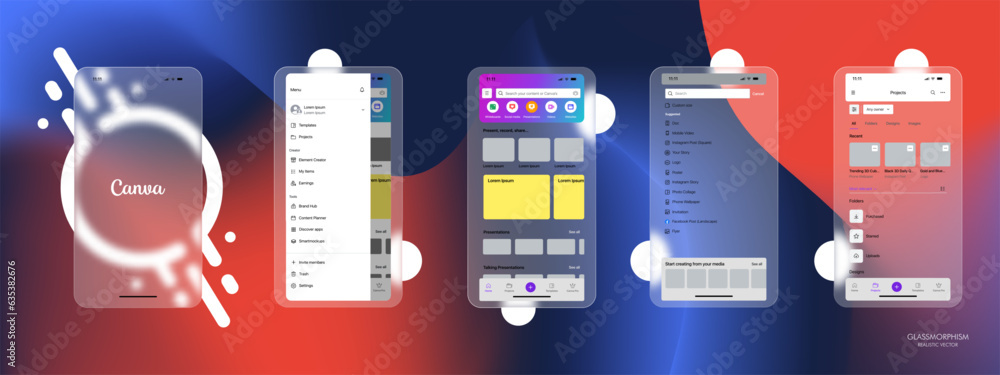 Canva app. Canva mockup. mobile app theme. An example user interface ...