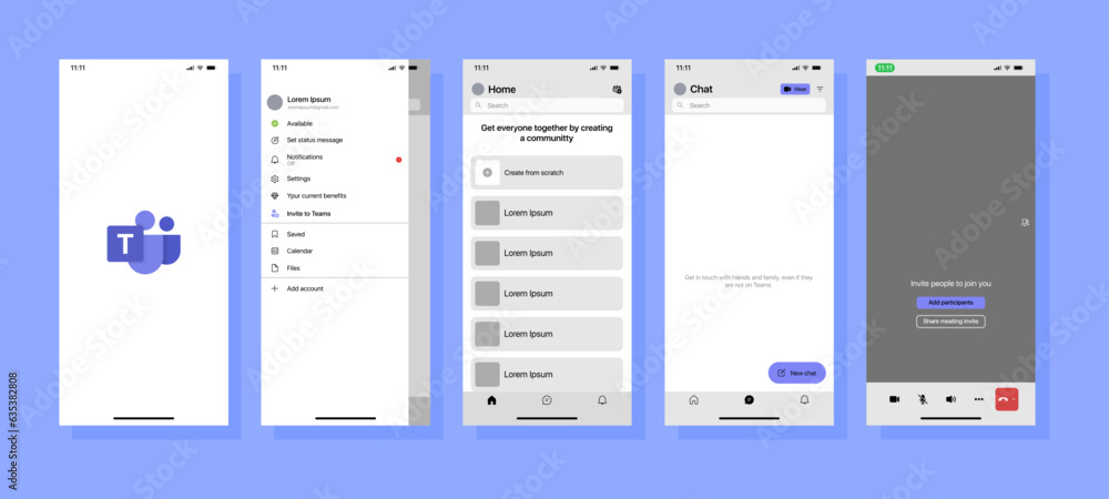 Microsoft team mockup social media app. Microsoft team mockup. Photo ...