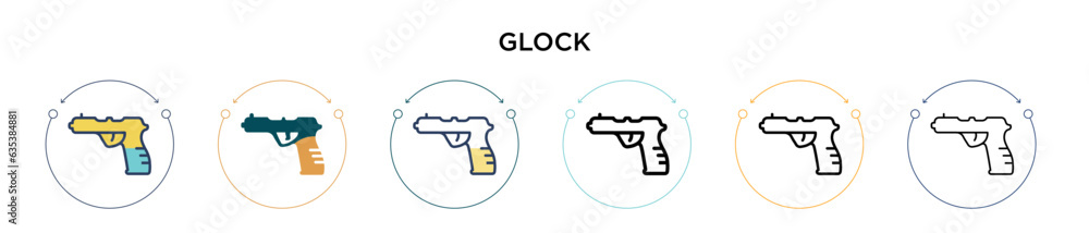 Glock icon in filled, thin line, outline and stroke style. Vector ...