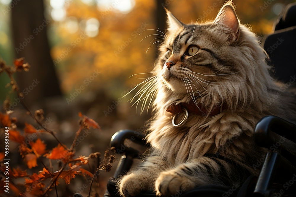 Park outing, wheelchair bound cat embraces mobility, a resilient pet ...