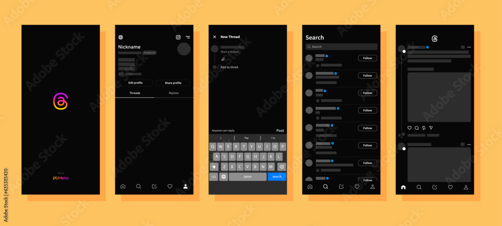Threads mockup. Threads social network. Social media application. New ...