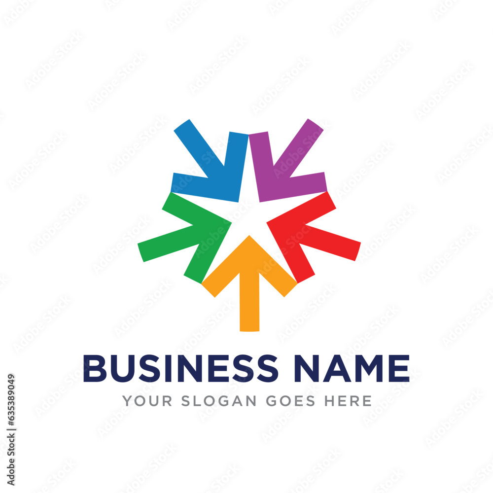 Five star arrow logo. Unity arrow with a star symbol. arrow star logo ...