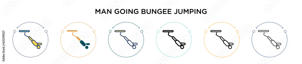 Man going bungee jumping icon in filled, thin line, outline and stroke ...