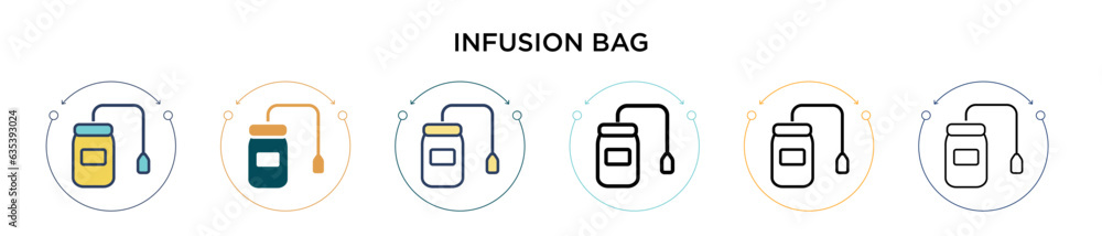 Infusion bag icon in filled, thin line, outline and stroke style ...