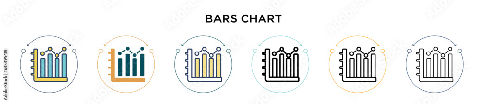 Bars chart icon in filled, thin line, outline and stroke style. Vector ...